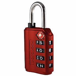 Wordlock LL-206-RD TSA Approved Combination Luggage Lock – 4 Dial, Red, Normal