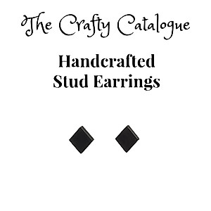 8mm Black or Red Playing Card Suit Studs Made From Plant-Based Polymer Resin, Hypoallergenic Stainless Steel Posts (Diamonds (BLK), Silver)