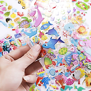 3D Stickers for Kids Toddlers 550+ Vivid Puffy Kids Stickers 24 Different Sheets, Colored 3D Stickers for Boys Girls Teachers, Reward, Craft Scrapbooking