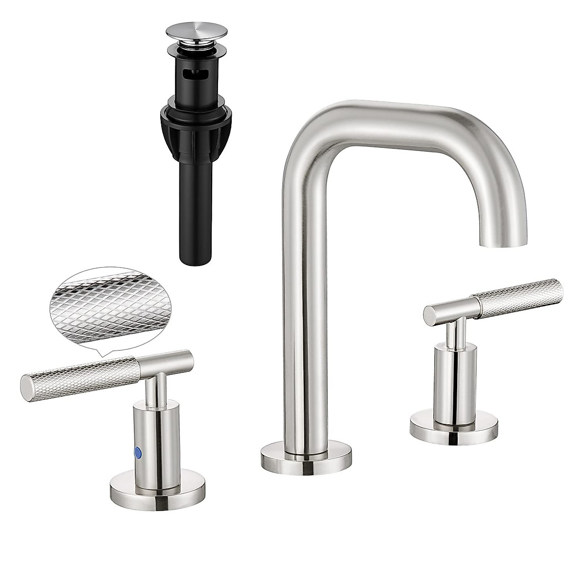 KPAIDA Bathroom Faucets, 3 Hole Bathroom Sink Faucet Brushed Nickel 8 inch Widespread Bathroom Faucet, 2 Handle Faucet for Bathroom Sink Vanity with Pop Up Drain