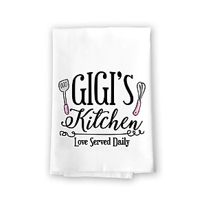 Honey Dew Gifts, Gigi's Kitchen Love Served Daily, Cotton Flour Sack Dish Towels, 27 x 27 Inch, Made in USA, Kitchen Dish Towels, Grandma Towel, Gigi Mimi Granny Nana Kitchen Gifts, Gigi Quotes