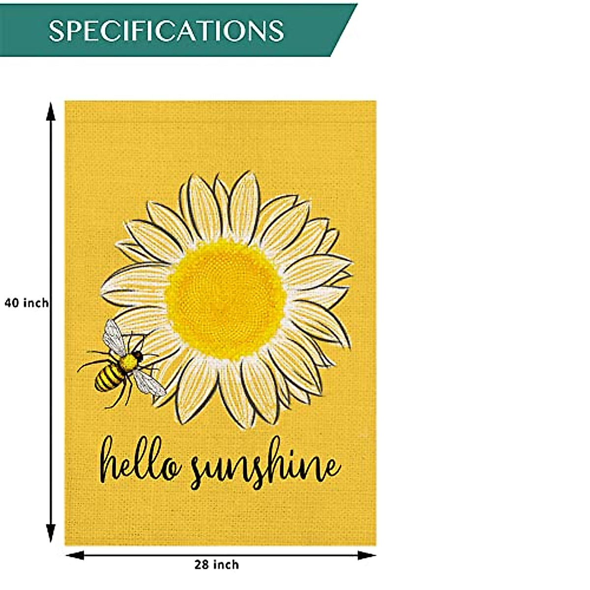 Qinqingo Hello Sunshine House Flag Summer Sunflower Bee Yard Flags 28 x 40 inch Double Sided Spring Summer Decor Seasonal Outdoor Decoration (HF-N)