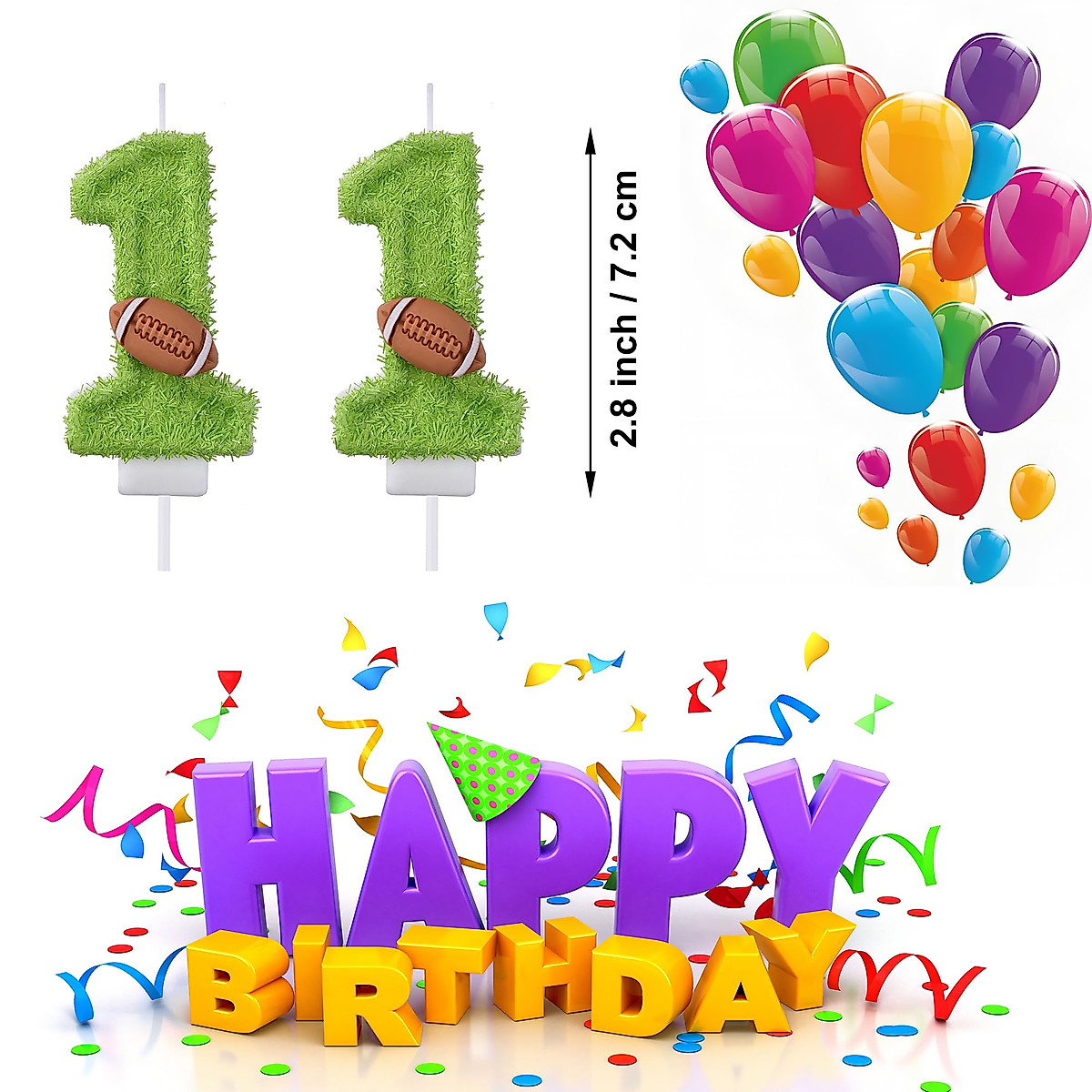 VSHILI 11 Birthday Candles, 11th Cake Candles, Pink Happy Birthday Number 11 Candles Cake Topper Decorations for Party Kids Boys Girls