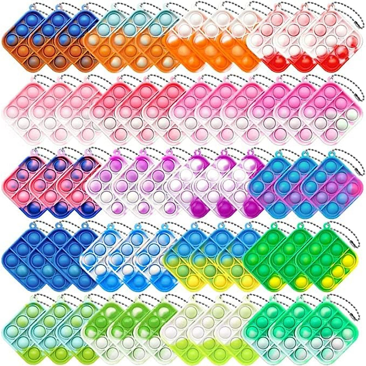 Christmas 60Pcs Mini Pop Push It Keychain Fidget Toy Pack,Mini Pop Push It Bubble Fidget Sensory Toys,Toys for Kids Adult Gifts