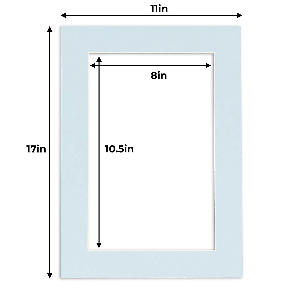 8.5x11 Mat for 11x17 Frame - Precut Mat Board Acid-Free Baby Blue 8.5x11 Photo Matte For a 11x17 Picture Frame, Premium Matboard for Family Photos, Show Kits, Art, Picture Framing, Pack of 1 Mat
