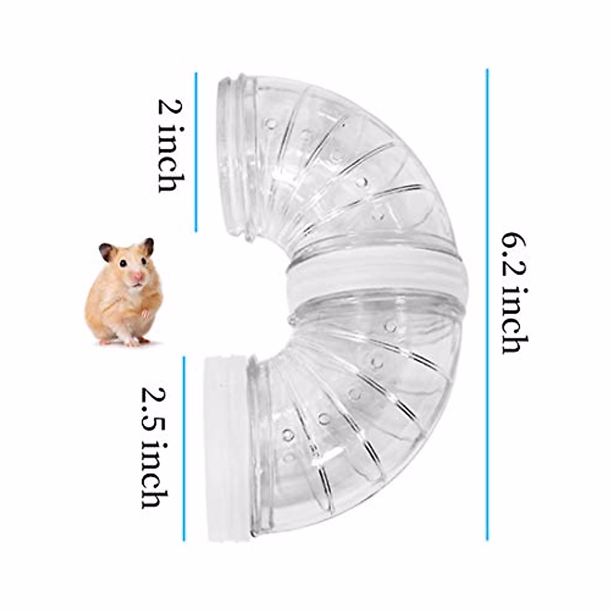WishLotus Hamster Tubes with 2 Pipe Connection Plates, Adventure External Pipe Set Creative Transparent DIY Connection Tunnel Track to Expand Space Hamster Cage Accessories Hamster Toys (Clear)