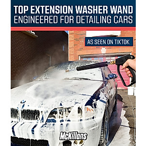 McKillans® Car Pressure Washer Extension Wand - Power Washer Wand Extension for Car Wash - Short Pressure Washer Wand Replacement - Pressure Washer Accessories & Attachments - 1/4” Quick Connect Plug