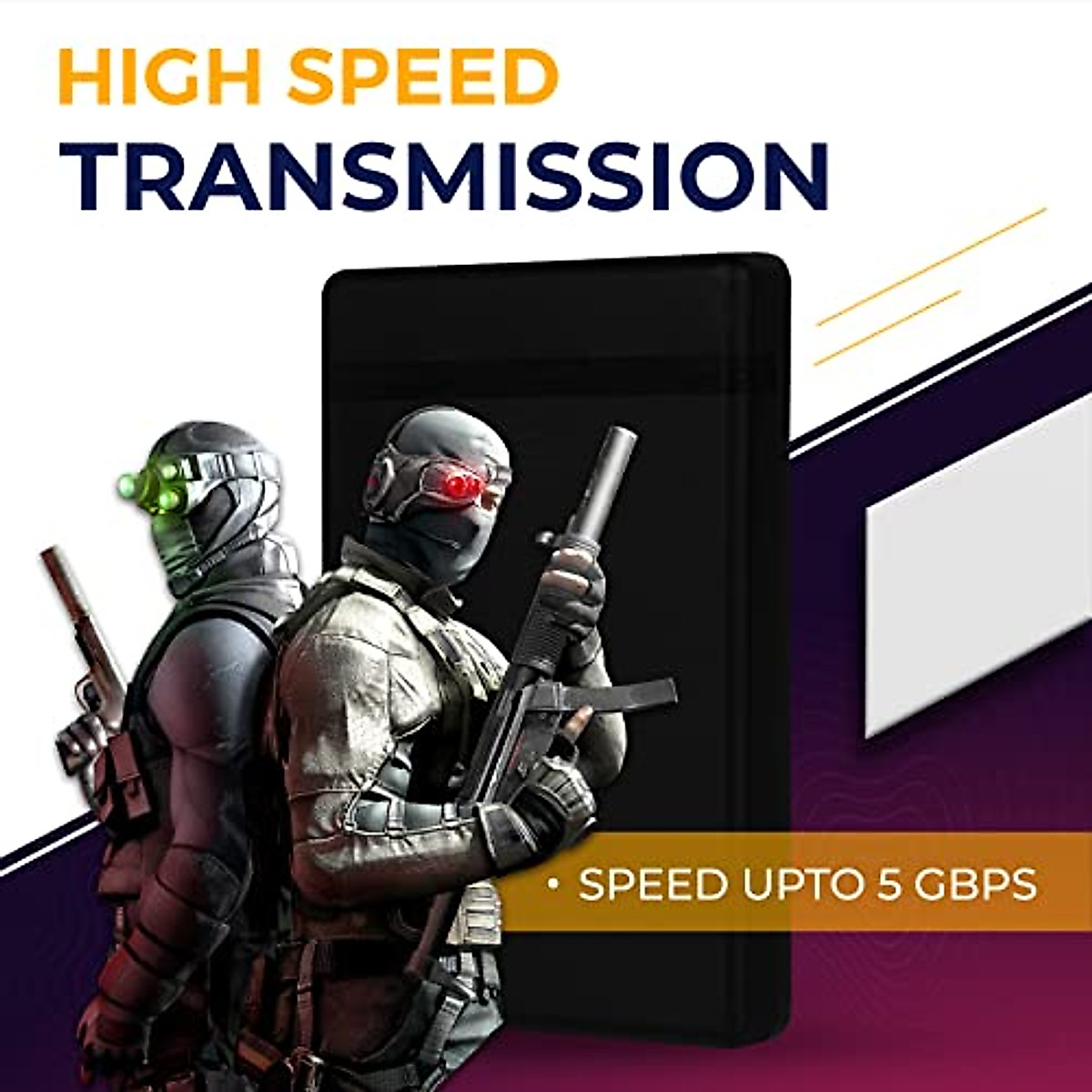 SUHSAI Gaming Hard Drive 500 GB Portable External Hard Drive USB 3.0 Storage Drive 2.5 HDD Compatible with Laptop Computer, Xbox, MAC, PS4, PS5, chromebook - Black