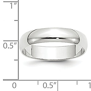 Solid 14k White Gold 5 mm Rounded Wedding Band Ring Size 7