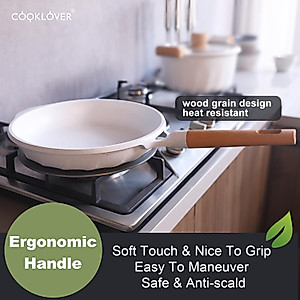 COOKLOVER Nonstick Frying Pan 100% PFOA Free Cookware Induction Skillet Stir Fry Pan (White, 7.9 inch)