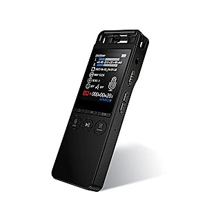 Voice Recorder with Playback，MP3 Player Portable Digital Recording，One Button Intelligent Noise Cancel Voice Activated 3072kbps 1100 Hours Work time Dual Microphones for Meetings,Lectures, Interview…