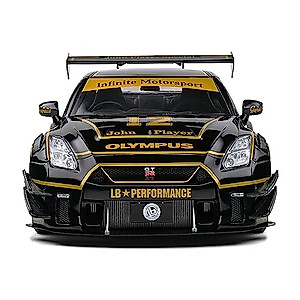 2022 GT-R (R35) RHD (Right Hand Drive) Liberty Walk Type 2" Body Kit #12 Black John Player Special Competition Series 1/18 Diecast Model Car by Solido S1805806