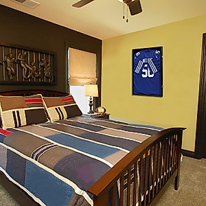 VERANI Jersey Frame Display Case - Football Jersey Shadow Box - Jersey Display Frame with Acrylic Door and Metal Hanger for Baseball Basketball Soccer Hockey Sport Shirt and Uniform,Black