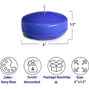 CandleNScent Unscented Floating Candles | Large 2 Inch - Fits in 2 Inch Vase and Above | Navy Blue | Floats On Water | Pack of 12