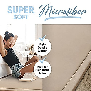 MICRODRY Memory Foam Area Rug for Living Room, Microfiber Rug with Built in Rug Pad, Fade & Stain Resistant Carpet for Living Room, Kids Room, and Bedroom, 5'x7', Linen