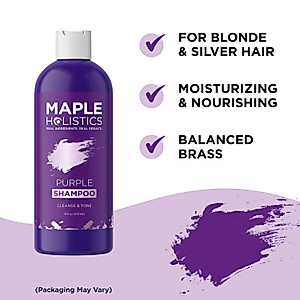 Purple Shampoo Blonde Hair Toner - Sulfate Free Shampoo for Color Treated Hair plus Blonde Shampoo for Brassiness and Yellow Tones - Hair Toner for Bleached Hair Made with Cleansing Natural Oils 16oz