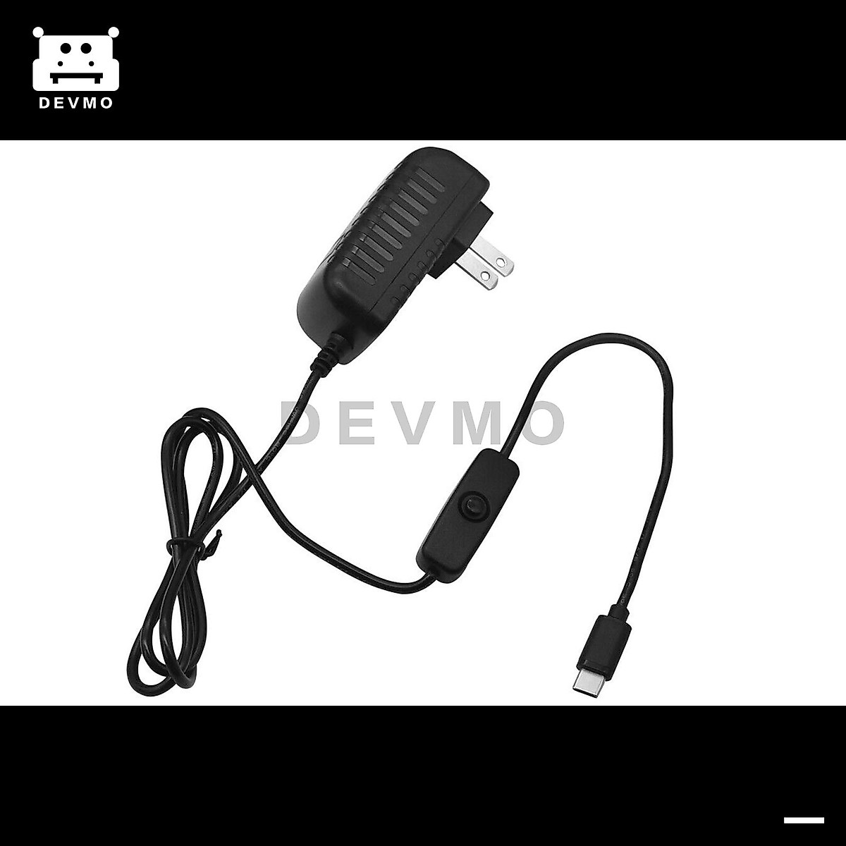 DEVMO Raspberry Pi 4b Power Supply, AC Adapter 5V 3A USB-C Type-C with Switch Button Charger Compatible with Rasberry Pi 4 Generation