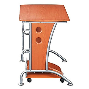 TECHNI MOBILI Modern Computer Desk With Mobile CPU Caddy. Color: Dark Honey