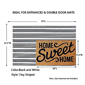 MUBIN Cotton Black and White Striped Rug, 27.5" x 43" Outdoor Reversible Hand Woven Washable Rug Porch Entryway Stripe Carpet ​for Layered Front Door Mats