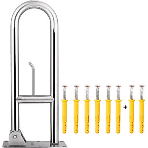 29.5 INCH Stainless Toilet Safety Rails,Disabled Flip-Up Bathroom Grab Bar with Paper Holder,Toilet Handrails Hand Grips Handle Shower Assist Aid, WochiTV Handicap Grab Bars for Elderly