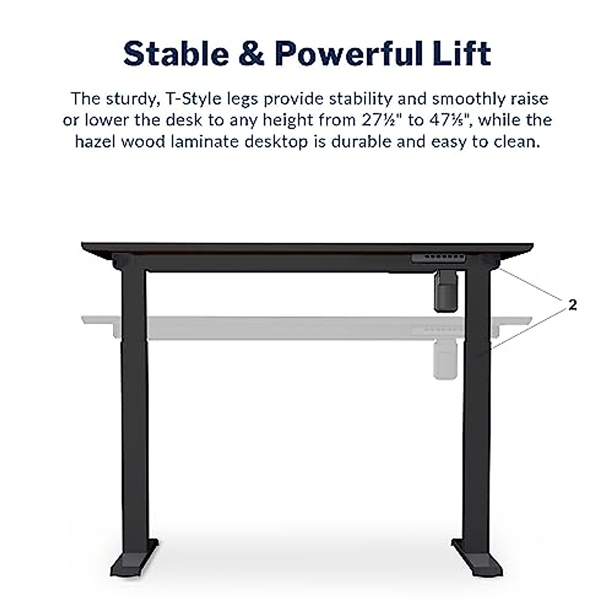 Vari Essential Height Adjustable Electric Standing Desk - Home Office Standing Desk with VariDesk Sturdy T-Legs - Quiet Motorized Standing Desk - 48x24 Inch Small Standing Desk - Black - 1 Box