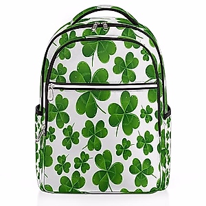 bisibuy St. Patrick's Day Clover Travel Laptop Backpack, 16.1 Inches Computer Backpack, Durable Water-Repellent Travel Backpack for Business College Women Men Gift