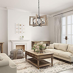 RUZINIU Farmhouse Chandelier for Dining Room, 6-Light Farmhouse Light Fixture for Kitchen Island, 20" Dia