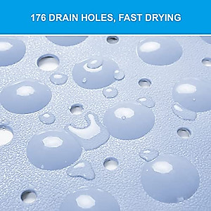 AmazerBath Baby Blue Bathtub Mat Non Slip Bath Mat for Tub, 40 x 16 Inches Bath & Shower Safety Mats with Suction Cups and Drain Holes, Extra Large Shower Mat