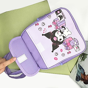 Kawaii Kumi Insulated Lunch Bag with Bracelet Charm for Women, Reusable Large Capacity Lunch Box, Leakproof Lunch Tote Bag, Lunchbox Container Thermal Cooler Bag Food Handbags for Work