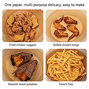 Air Fryer Disposable Paper Liner, Oil-Proof Water-Proof Non-Stick Food Grade Parchment Paper for Air Fryer … (100PCS, Brown)
