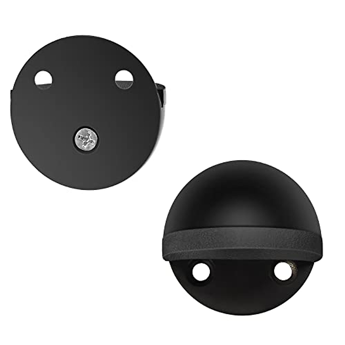 Door Stopper, Floor Door Stop Modern Black Door Stoppers Sound Dampening Rubber Bumper Adhesive Door Stops No Drilling Doorstop Wall Protector, Dome Shaped, 2 Pack