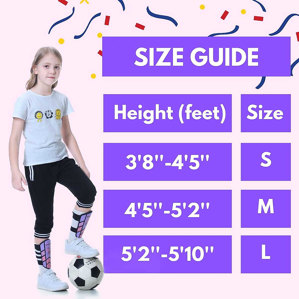 CybGene Soccer Shin Guards for Kids Adults Soccer Gear for Boys Girls Youths Protective Equipment Adjustable Straps with Breathing Holes Purple M