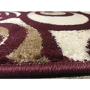 Bellagio Modern Door Mat Contemporary 256,000 Point Area Rug Burgundy Swirl Design 341 (2 Feet X 3 Feet 4 Inch )