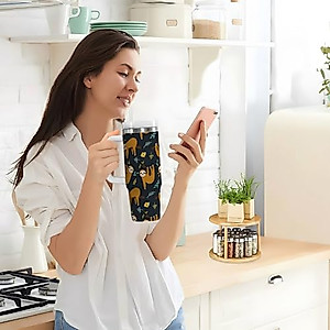 MCHIVER Cute Sloth 40 oz Tumbler with Handle and Straw Stainless Steel Vacuum Water Bottle Leak-proof Travel Coffee Mug Insulated Water Bottle for Office Home Car