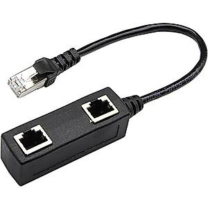 RJ45 Network Splitter Adapter Cable,zdyCGTime 1 RJ45 Male to 2 RJ45 Female Network Y Splitter Cable, LAN Connector, Suitable for Super Category 5 Ethernet, Category 6 Ethernet.(Black) (Black)