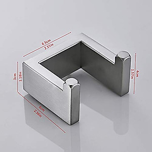JunSun Bathroom Double Robe Hook Modern Design Little Towel Hook Coat Hook Contemporary Clothes Hook Kitchen Hooks Stainless Steel Wall Mounted Hook Anti-Rust Garage Hooks Bathroom Hook Brushed Nickel