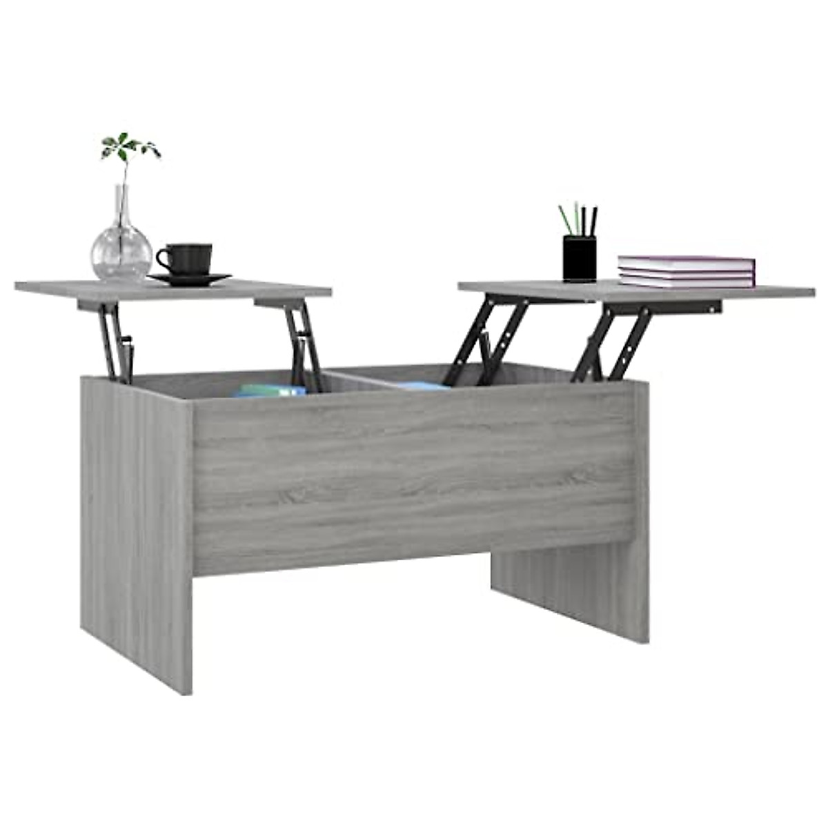 QJBSAVVA Coffee Table Gray Sonoma 31.5"x19.7"x16.7" Engineered Wood,Living Room Furniture Side Tables Narrow Bedside Tables Suitable for Meeting Rooms, Reception Rooms, Offices