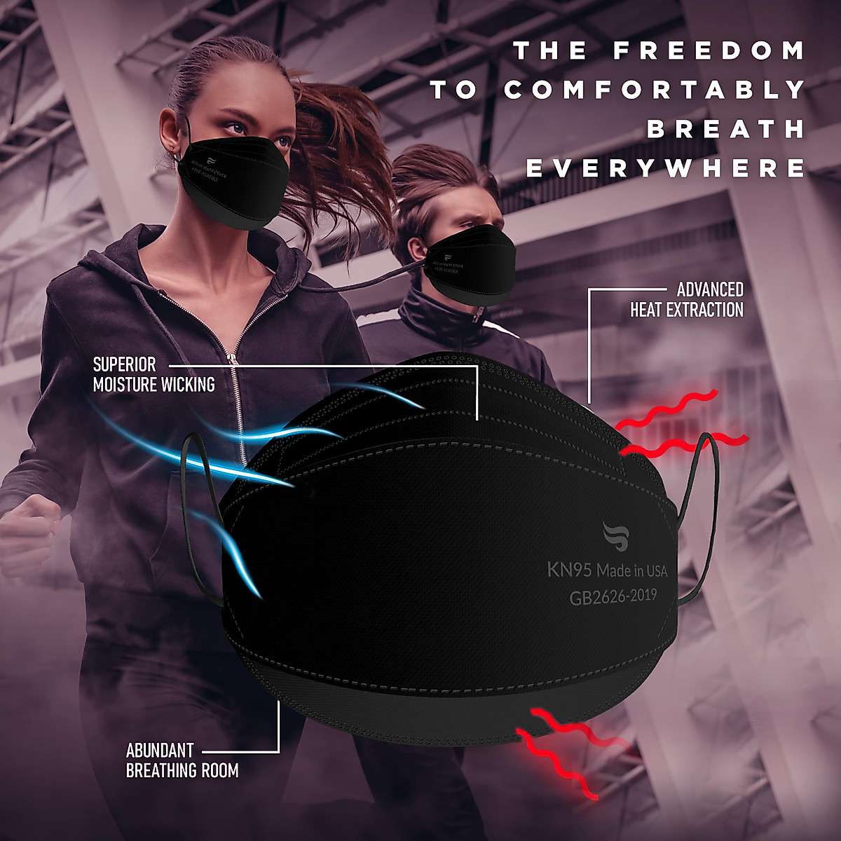 Breatheze KN95 Face Masks Made In USA FDA Registered - Disposable KN95 Mask - 3D Style, 10-pack Black