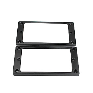 Guyker Flat Metal Humbucker Pickup Mounting Ring Set - Bridge Neck Pickups Cover Frame Replacement Part for Electric Guitar or Precision Bass(2PCS, Black)