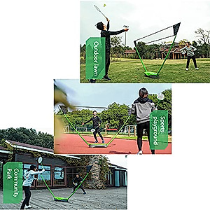 FBSPORT Portable Badminton Net Set with Storage Base, Folding Volleyball Badminton Net with 2 Badminton Rackets 2 Shuttlecocks 10x5 ft Net, Easy Setup for Beach Backyard Combo Set Sport Games