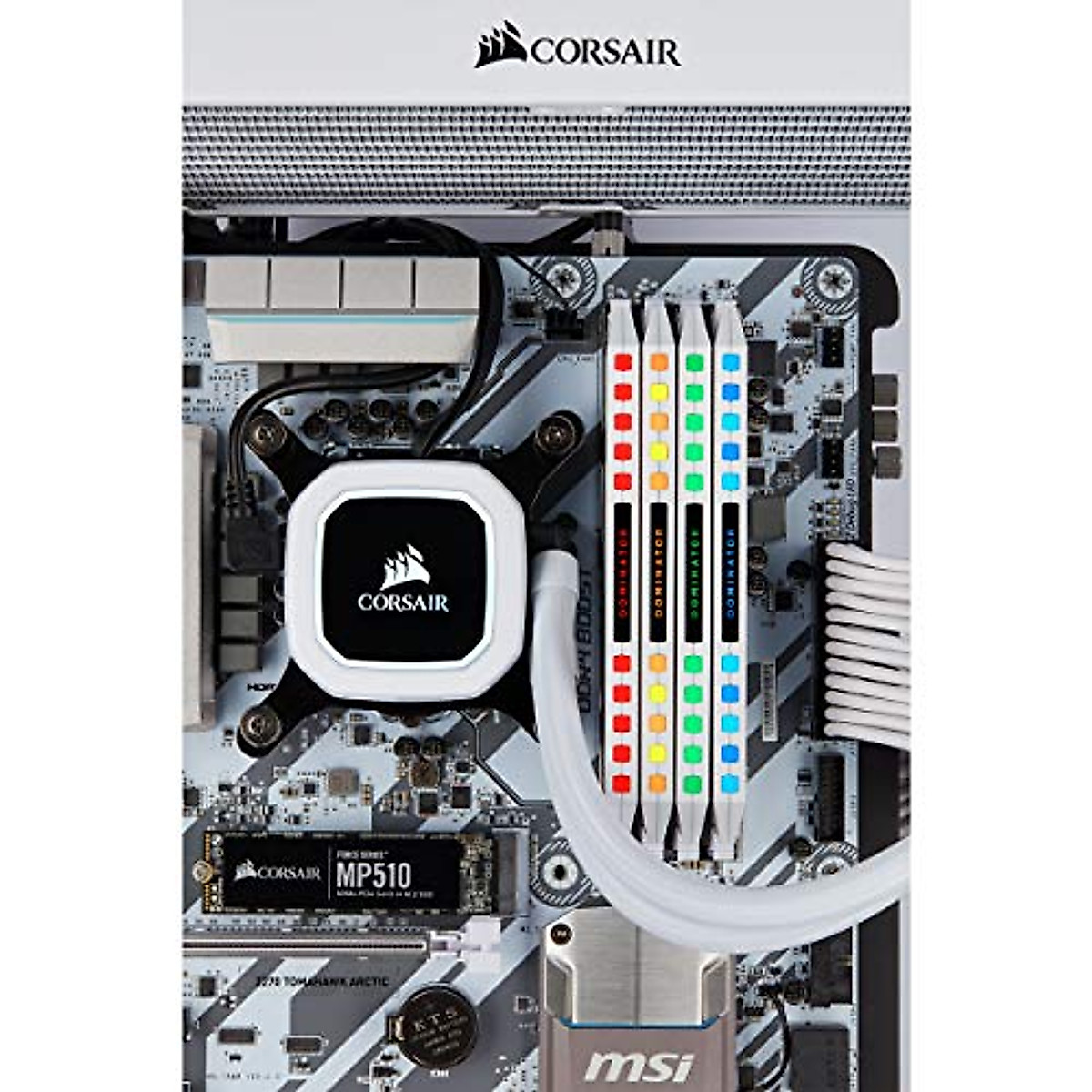 Corsair Dominator Platinum RGB 32GB (4x8GB) DDR4 3200 (PC4-25600) C16 1.35V Desktop Memory - White