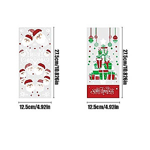 VEYLIN 120Pcs Christmas Cellophane Goody Bags, Xmas Cello candy Bags with Ties for Holiday Party Favors