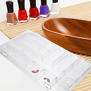 FOMIYES 1Pcs Nail Art Tip Storage box Nail Charm Storage Organizer Transparent False Nail Container Plastic Bead Storage Case with Movable Dividers for Small Earring Jewelry Craft