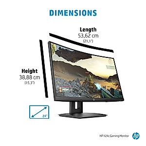 HP X24c Gaming Monitor | 1500R Curved Gaming Monitor in FHD Resolution with 144Hz Refresh Rate and AMD FreeSync Premium | (9EK40AA) (Renewed)