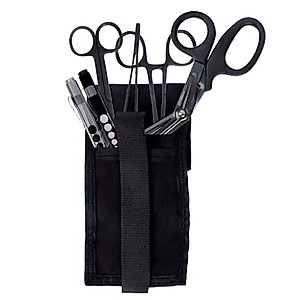 MediTac Premium First Aid Shears EMT Scissors Combo Pack (with Autoclavable 7-1/4" Titanium Bonded Shear) with Holster - Tactical Black