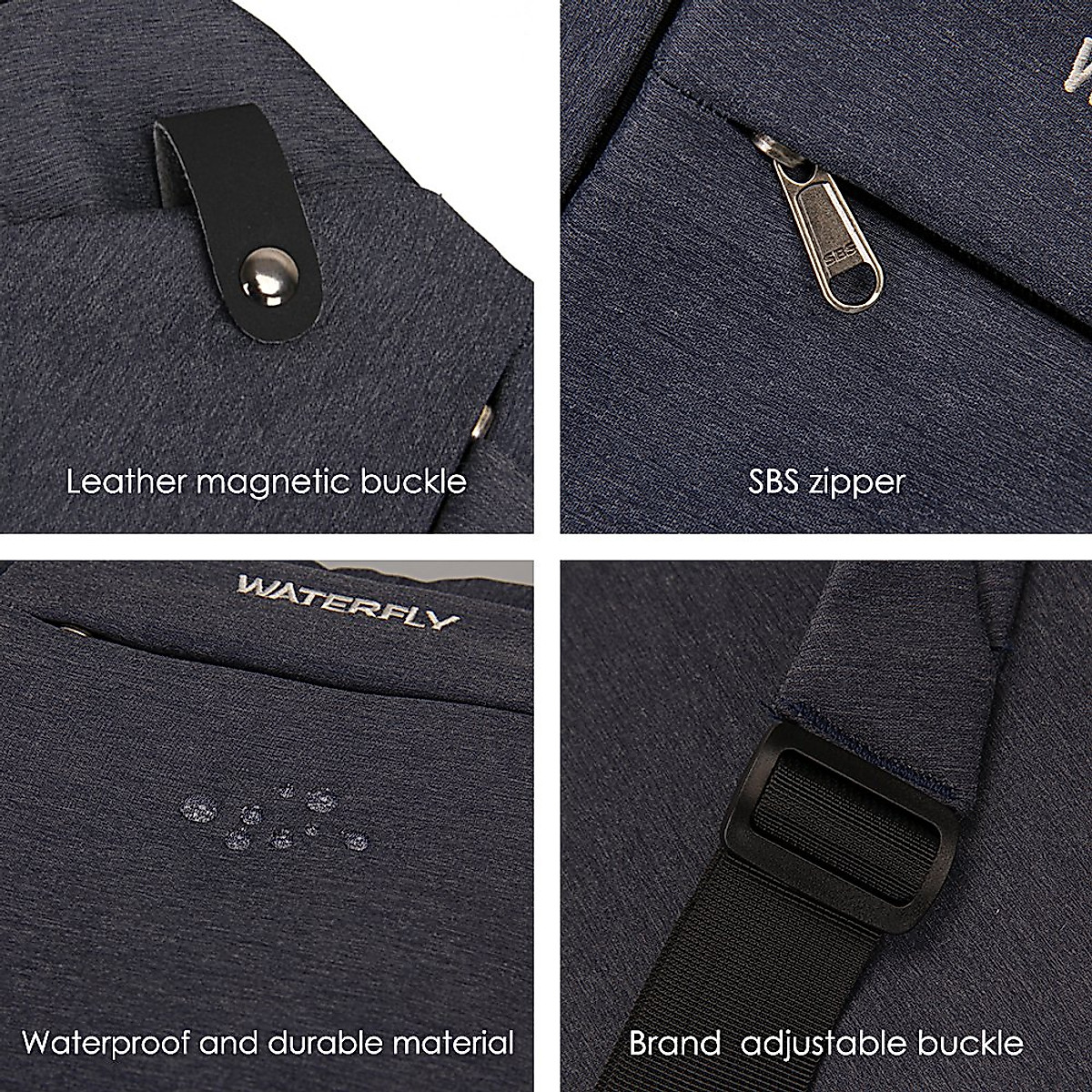 WATERFLY Sling Crossbody Chest Bag: Slim Anti-Theft Cross Body Bag Over Shoulder Backpack Stealth Side Pack Man Woman