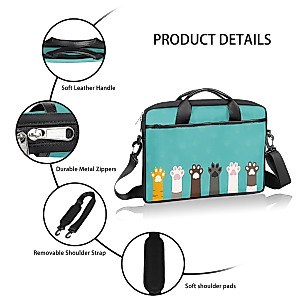 Cat Paws Laptop Computer Bag Waterproof Shoulder Messenger Bag 13-15 inch Durable Laptop Tote Bag with Shoulder Strap Handle Lightweight Crossbody Briefcase