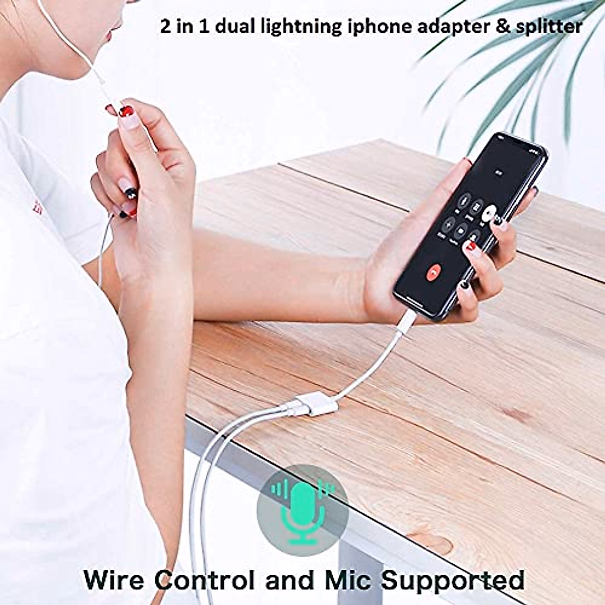[Apple MFi Certified] 2PACK iPhone Lightning to 2 Lightning Adapter, Dual Lightning AUX + Charger Adapter Dongle Cable Splitter Compatible with iPhone 12/11/SE/X/XR/XS/8/7/6 Support Call + Charging