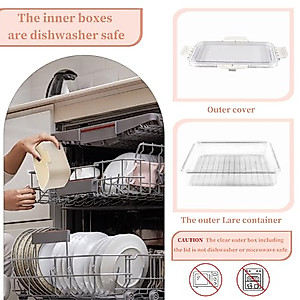 TUYSKE 4 Compartment Snack Box Container-Divided Serving Tray with Dishwasher Safe Inner Boxes for Fruit, Veggie