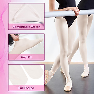 Buauty 2Pcs Girls' Ballet Tights, Dance Tights, Toddler Ultra Soft Footed Tights, Ballet Leotards Dance Outfit for Kids